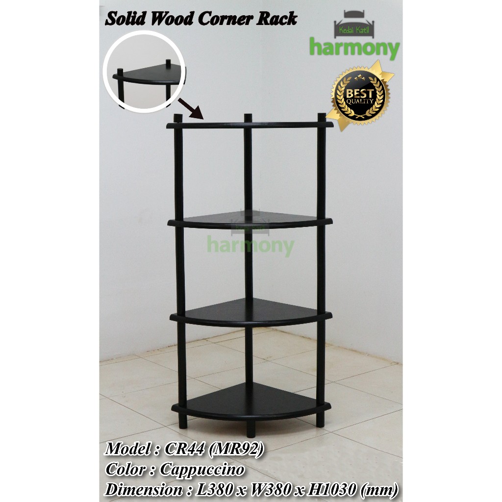 Harmony Solid Wood Corner Rack / 4 Layer Corner Rack / Decorative Shelf ...