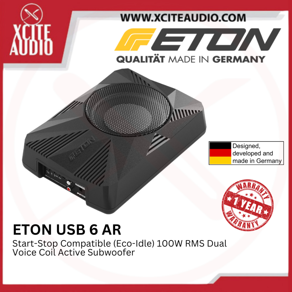 ETON USB 6AR - 2 Voice Coil 6" Active Underseat Subwoofer Cars with ...
