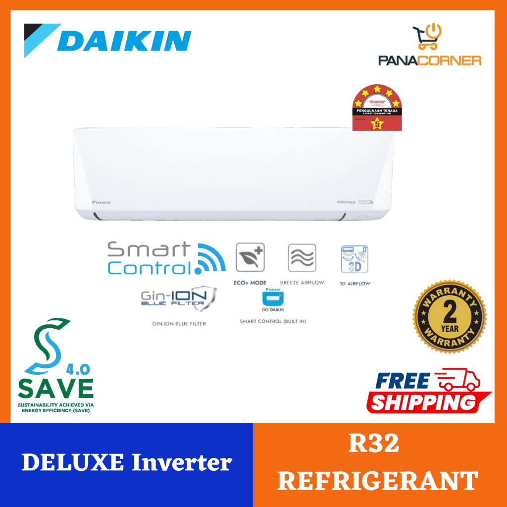 (FREE SHIPPING) Daikin R32 Deluxe Inverter Air Conditioner FTKU Series ...