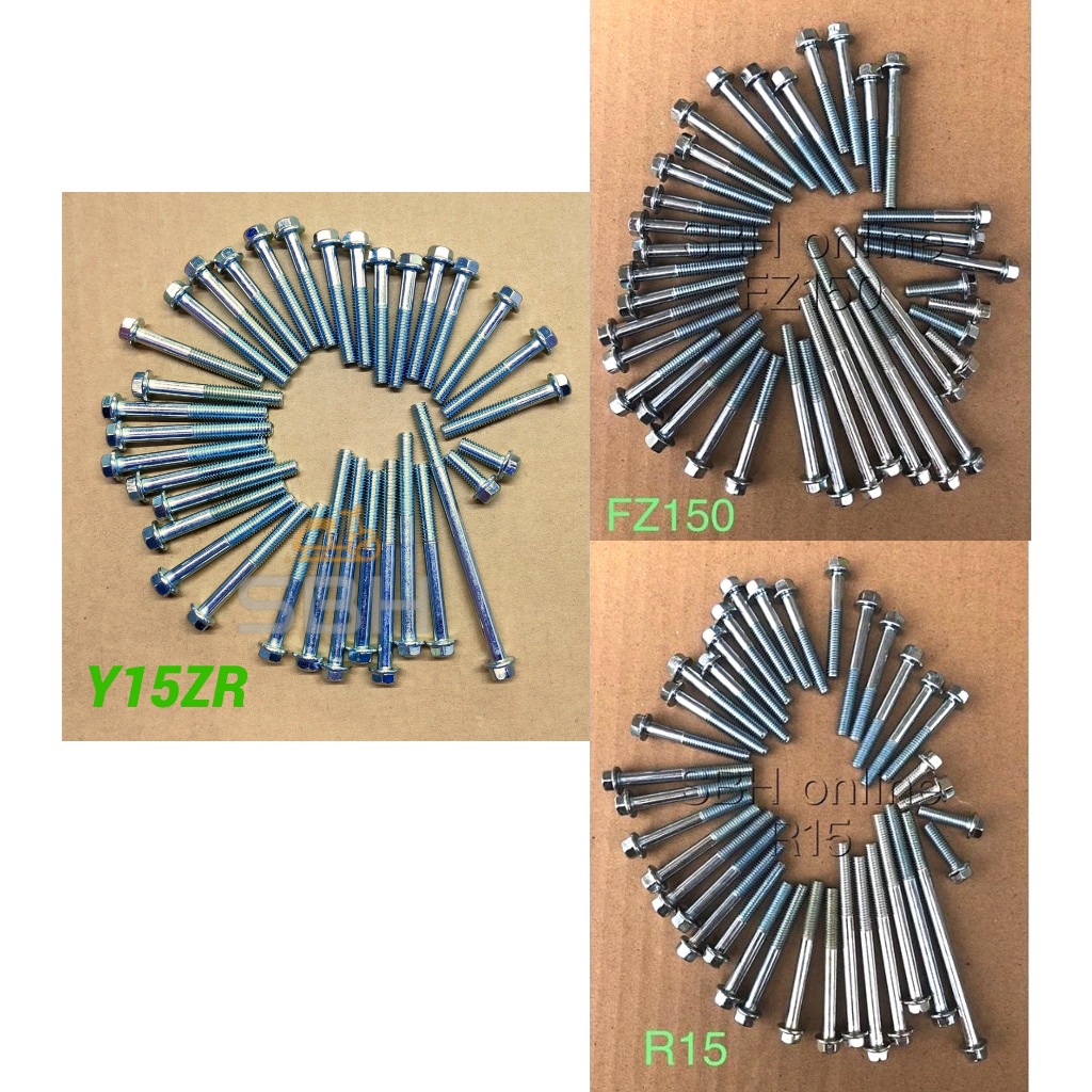 Y15ZR/FZ150/YAMAHA R15 ENGINE SCREW COMPLETE SKRU ENGINE T8 FULL ENGINE ...