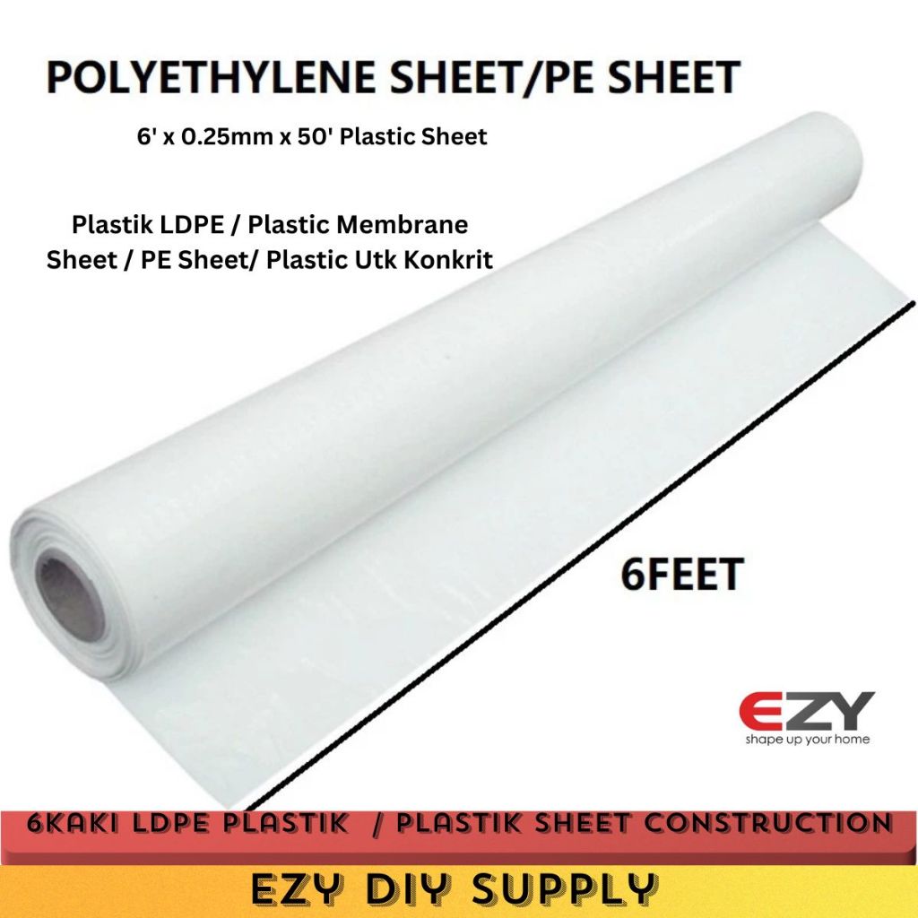 6 KAKI x 0.25MM x 50 KAKI Plastic Sheet /Plastik LDPE / Plastic ...