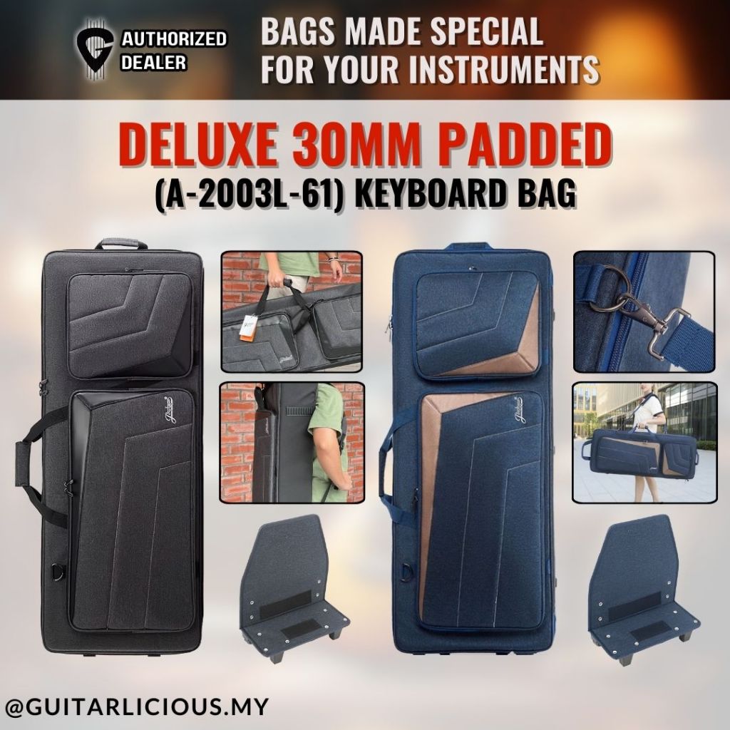Keyboard Piano Bag Deluxe Soft Case Backpack with Wheels (A-2003L) with ...