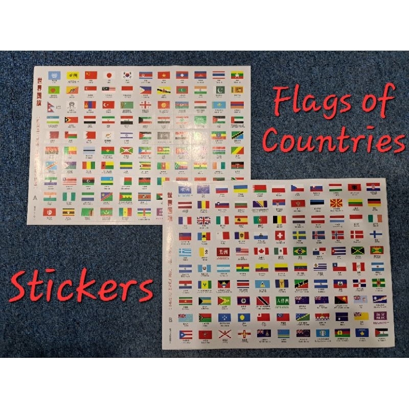 Education World Cointries Flags Mini Deco Stickers Set of 2pcs Travel ...