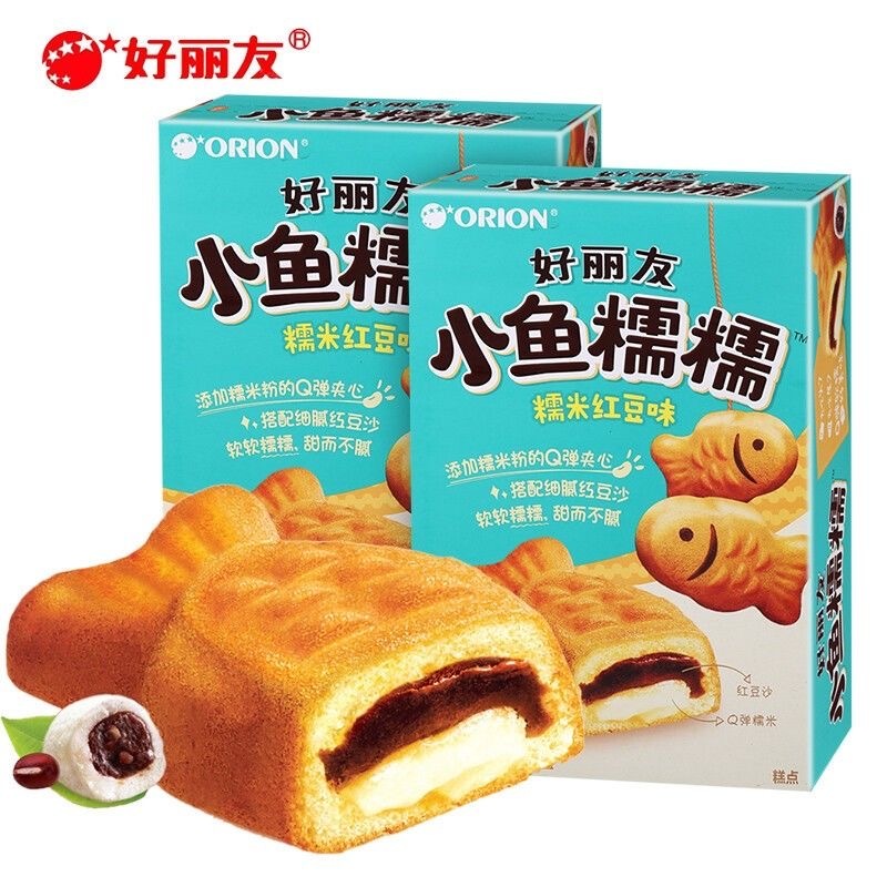 【好丽友】小鱼糯糯鱼形蛋糕-糯米红豆味 168克 [ORION] Fish Shaped Cake-Glutinous Rice and ...