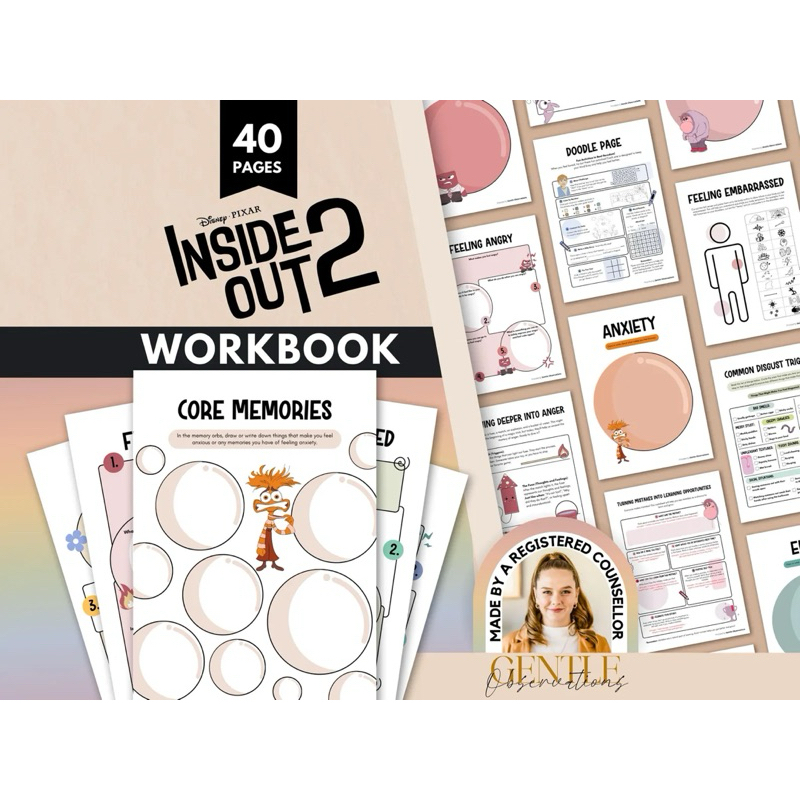 Inside Out 2 Emotional Regulation Feelings Workbook for, Kids Therapy ...