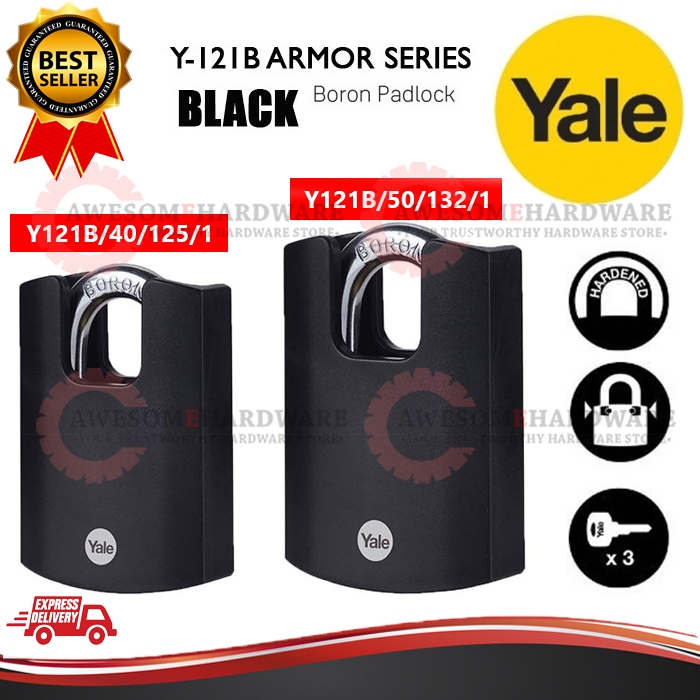 (40MM,50MM) YALE Y121B ANTI CUT BORON SHACKLE OUTDOOR BRASS PADLOCK ...