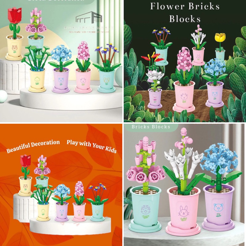 (Local Ready Stock) Beautiful Flower Bricks Blocks Building Decoration ...