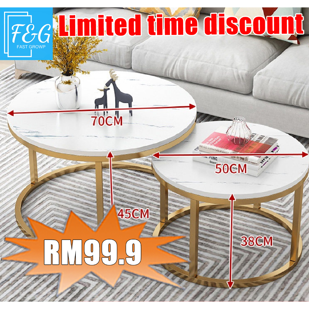 F&G [24h] Coffee Table Meja Kopi Ruang Tamu Meja Ikea bulat Living room ...