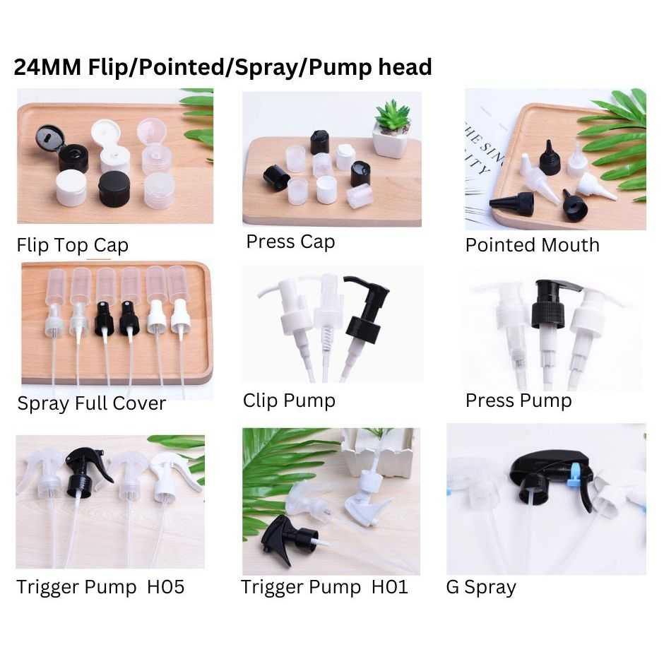 FLIP/ SPRAY/PUMP Head 24MM PET Bottle Accessories Shampoo Moisturizers ...