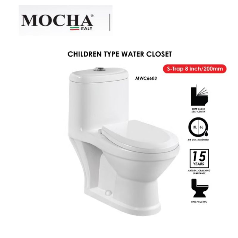 MOCHA CHILDREN WC Jamban Untuk kanak-kanak MWC6603 ONE PIECE S TRAP 8 ...