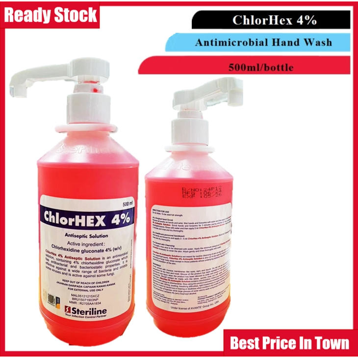 Chlorhex 4%, Antiseptic Chlorhexidine Solution Hand Wash 500ml EXP 2026 ...