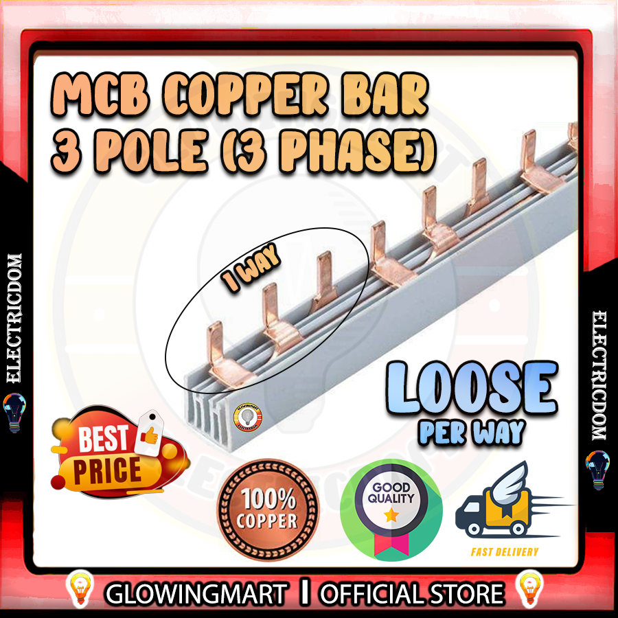 [LOOSE] 1 PCS 3 Phase MCB Copper Bar / MCB Copper Bus Bar with PvC ...