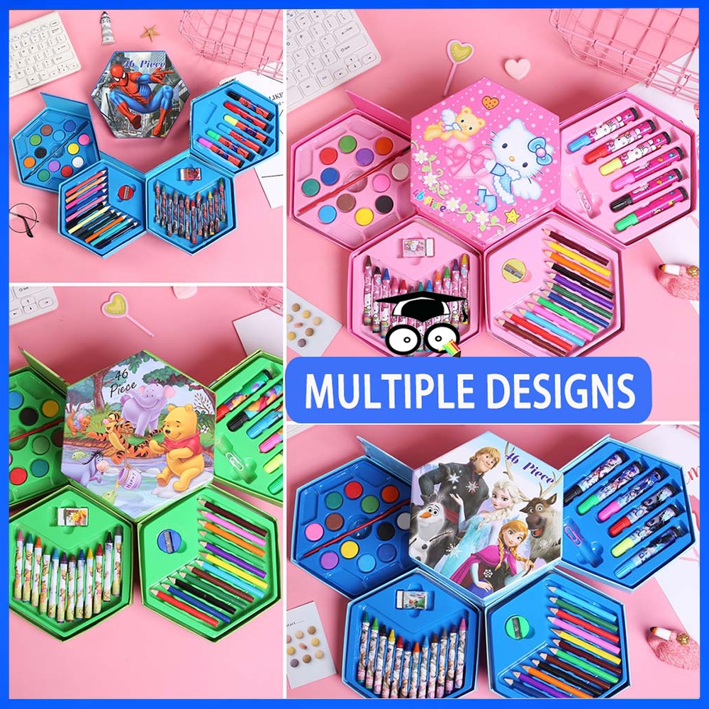 （10Pcs） 46in1 Drawing Colouring Kids Stationary Gift Set Colour Pencil ...