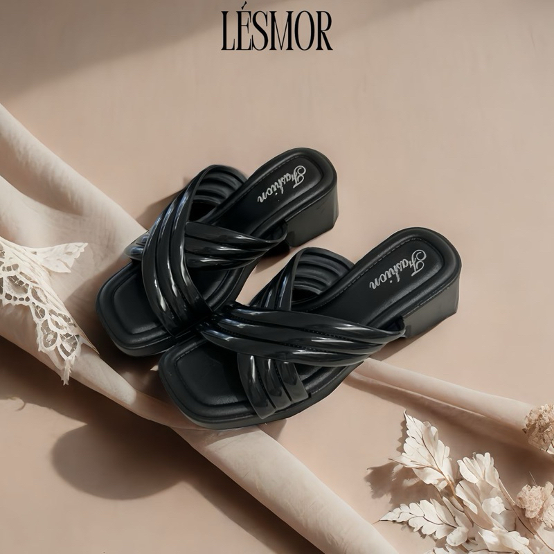 Cross rubber 6cm block heel shoes | Shopee Malaysia