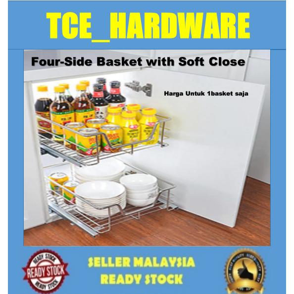 (1 Basket) Four Side Pull Out Basket 1 Layer Kitchen Basket Kitchen ...
