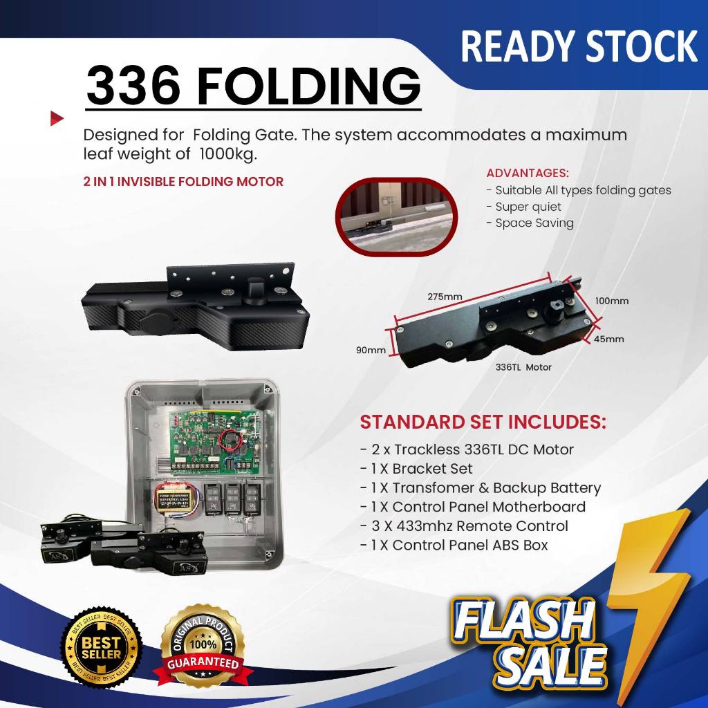 336 Folding Gate Auto Gate System DC Moto ⚡READY STOCK⚡🔥 | Shopee Malaysia