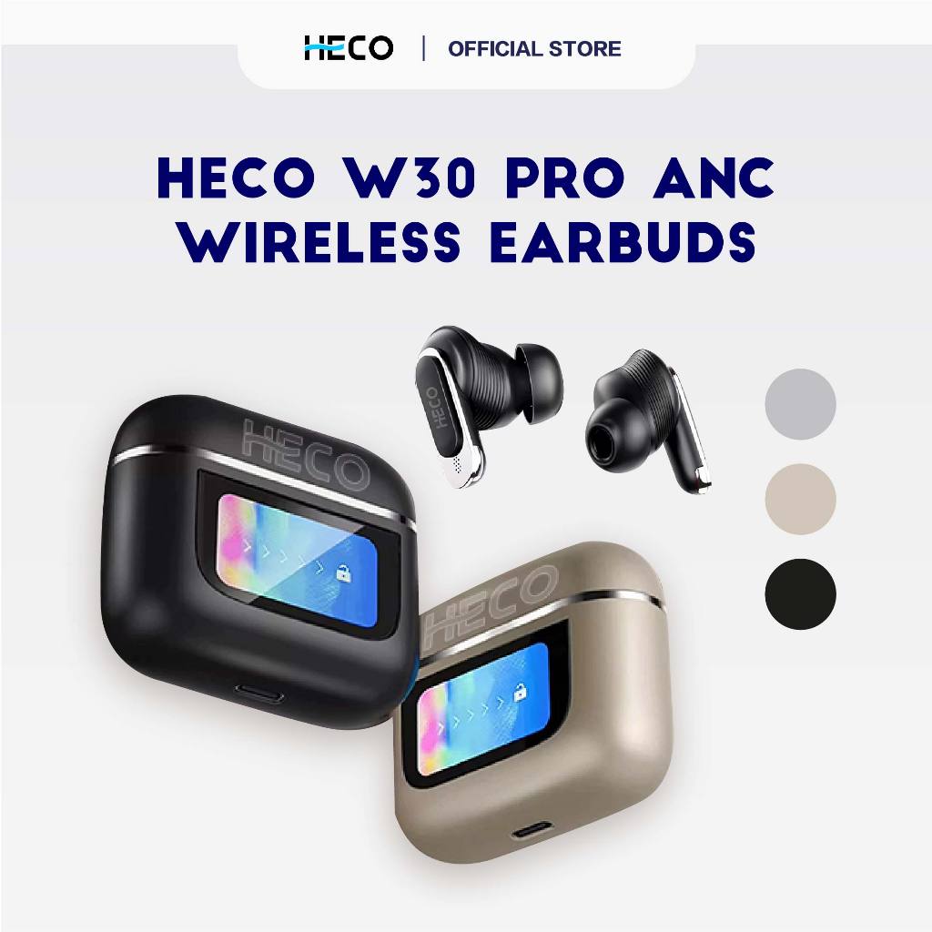 Heco Earbuds W30 Pro Smart Earphone Wireless Bluetooth ANC Fully Adaptive Noise Reduction EQ 6 ...