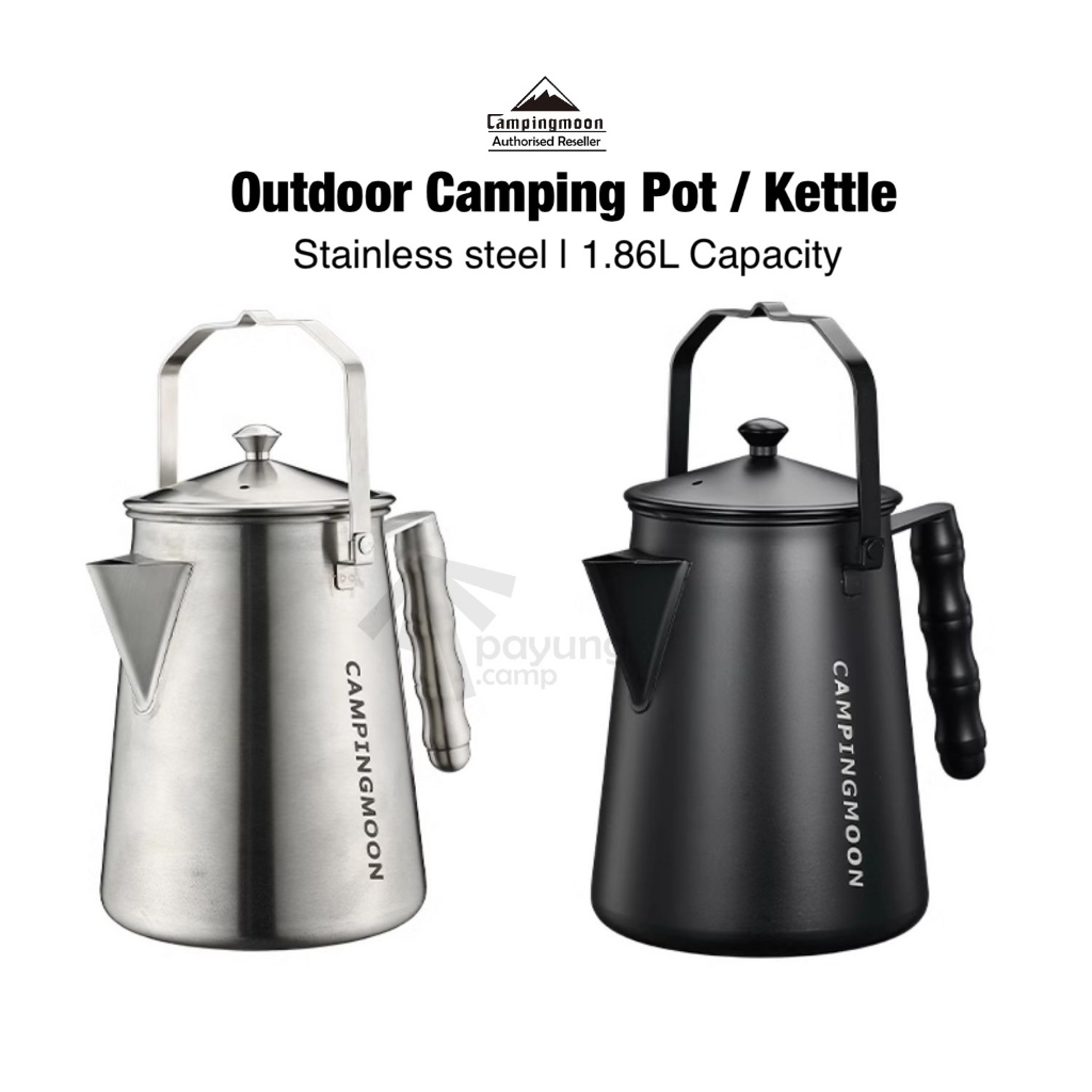 CAMPINGMOON Stainless Steel Large Capacity Camping Kettle SW-06 BKSW-06 Tea Making Pot Handbrew ...