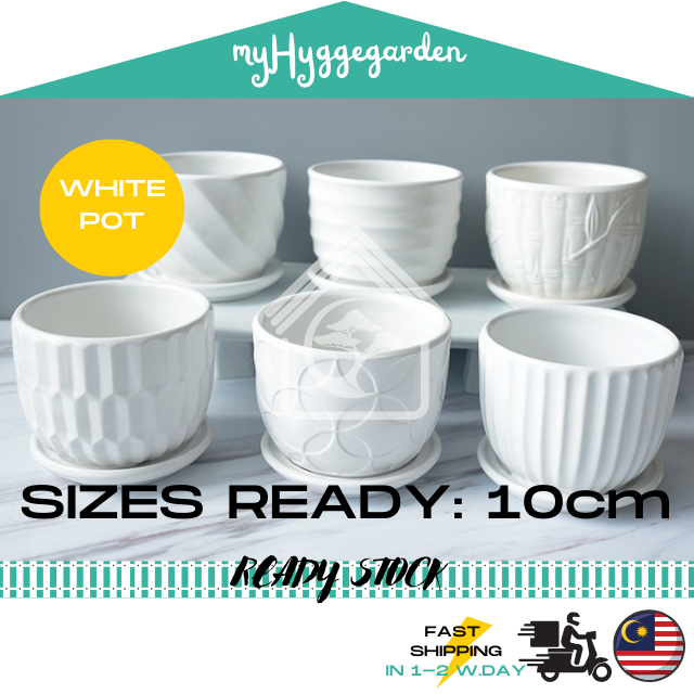 [11CM] Multi Style Attached Tray Ceramic Flower Succulent Cactus Pot ...