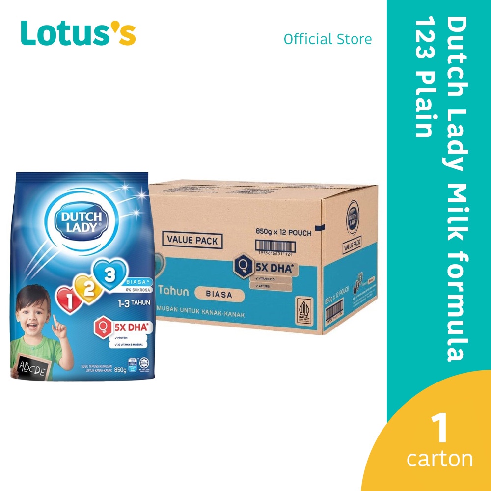 Dutch Lady 123 Plain 850g x 12 (1 Carton 10.2kg) | Shopee Malaysia