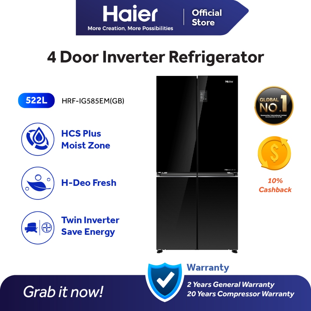 Haier 522L 4-Door Twin Inverter Refrigerator / Fridge / HCS Moist Zone ...