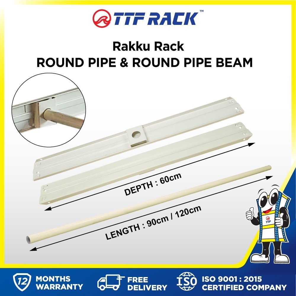 TTF Rack™ ( ROUND PIPE) Round Pipe Beige/ Rakku Rack/ Rakku Boltless ...
