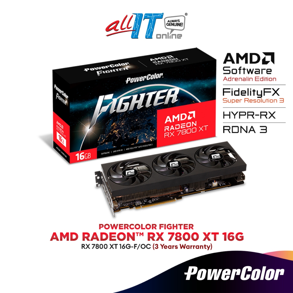 PowerColor Fighter AMD Radeon RX 7800 XT GAMING OC 16GB GDDR6 Graphics ...
