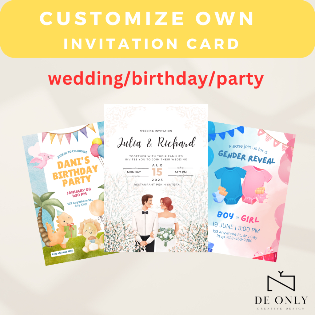 Customize Own Invitation Card A6 (PRINTING) | Shopee Malaysia
