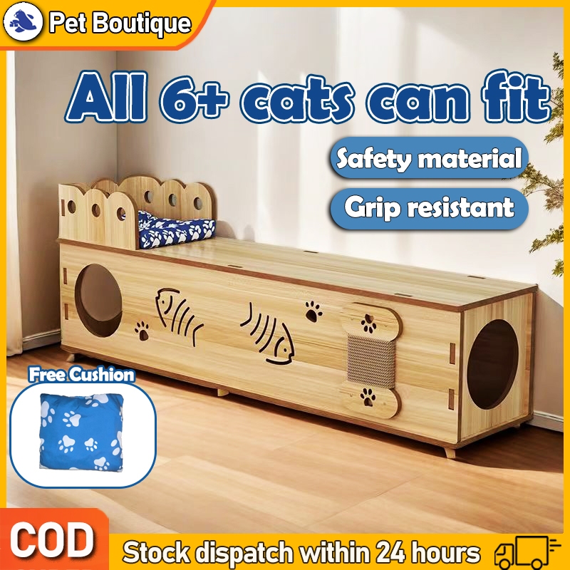 Cat House Cat scratcher Cat Toys Tunnel Mainan Kucing Cat Toy Wooden ...