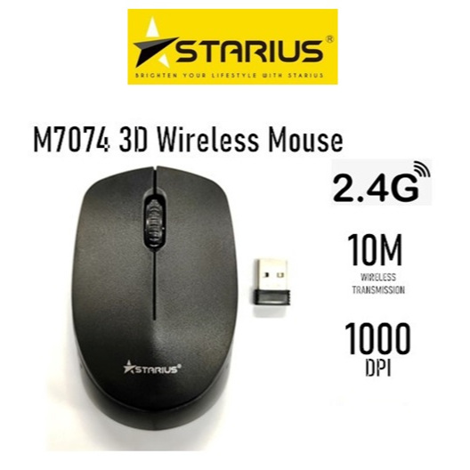 Starius M7074 Wireless 2.4GHZ Optical Mouse Black | Shopee Malaysia