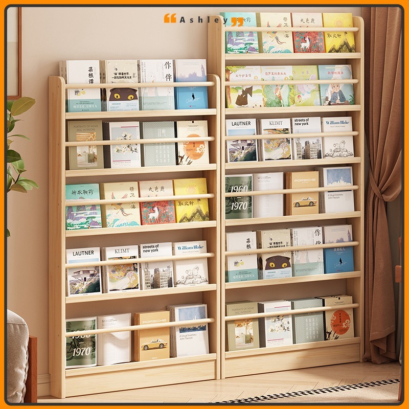 Wooden Book Shelf Rak Buku Bookcase Against Wall Book Rack Bookshelf ...
