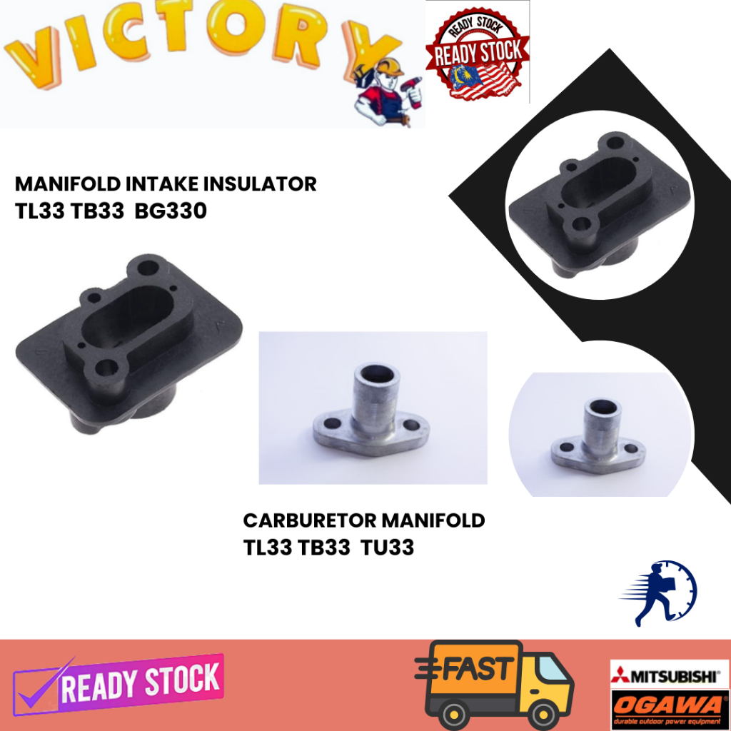Tapak Manifold Carburetor Mesin Rumput Mitsubishi TB33 TU33 TL33 Ogawa BG330 TL36 Intake ...