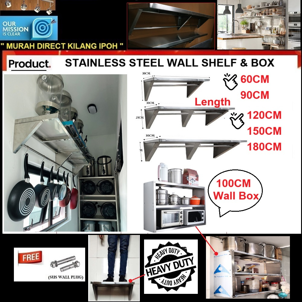 WALL SHELF 墙壁架/ STAINLESS STEEL WALL RACK/ RAK DINDING STORAGE ...