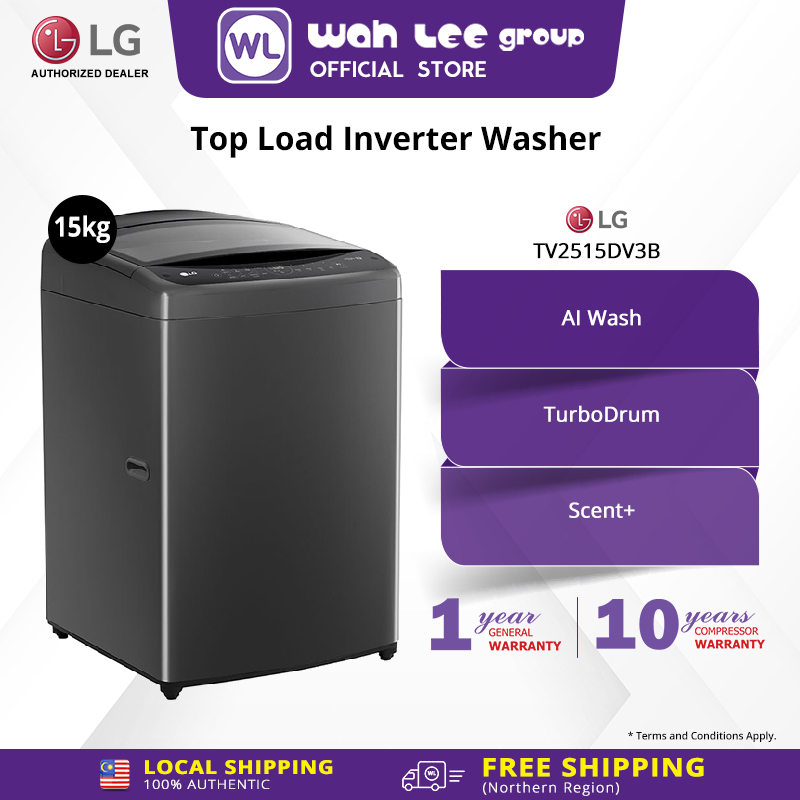LG 15KG Top Loading Washing Machine TV2515DV3B with AI Direct Drive ...