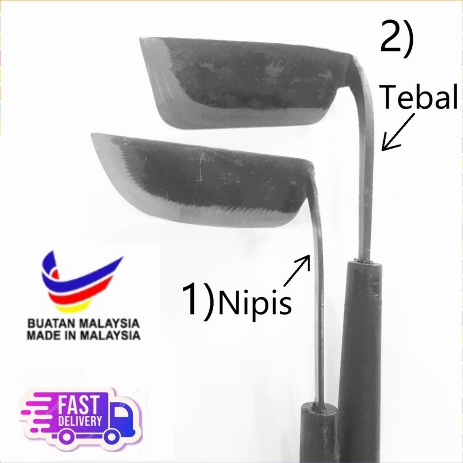 Tajak NIPIS & TEBAL / Pisau Kiri Keri/ Tajak Tangan Keri Tanah Penggali ...