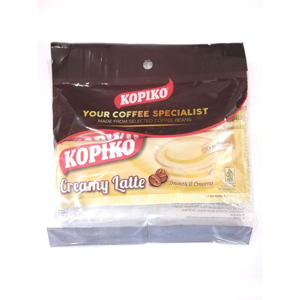KOPIKO Creamy Latte instant coffee 3in1 (3 sachets x 24g) Travel Pack ...