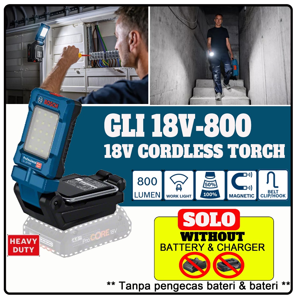 BOSCH GLI18V-800 OR GLI18V-LI VARILED 18V CORDLESS TORCH WORKLIGHT ...