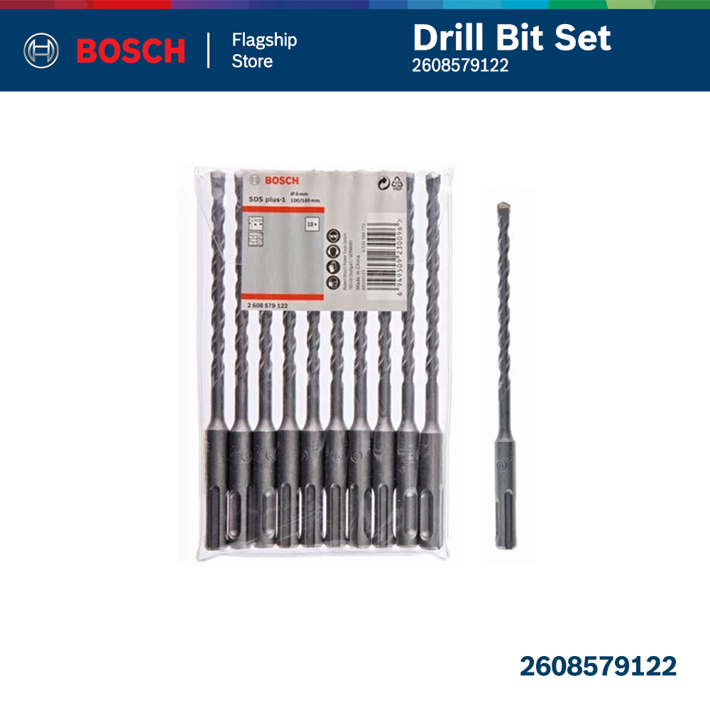 BOSCH 10pcs SDS Plus-1 Drill Bit Set 6mmx160mm - 2608579122 | Shopee ...