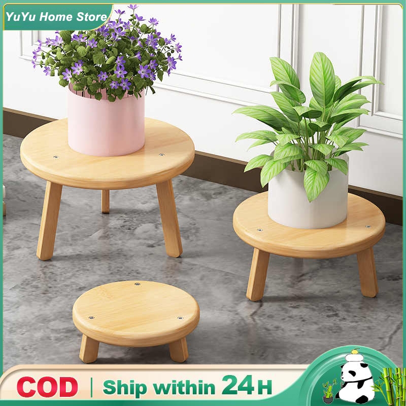 Bamboo Plant Stand Durable Round Flower Pot Rack Home Garden Patio ...