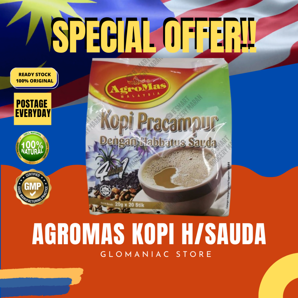Agromas Kopi Pracampur Dengan Habbatus Sauda 20X20g | Shopee Malaysia