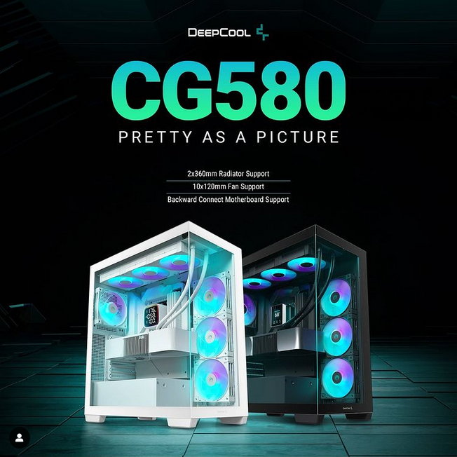 DEEPCOOL CG580 ATX MidTower Casing Tempered Glass, CPU Cooler Support ...