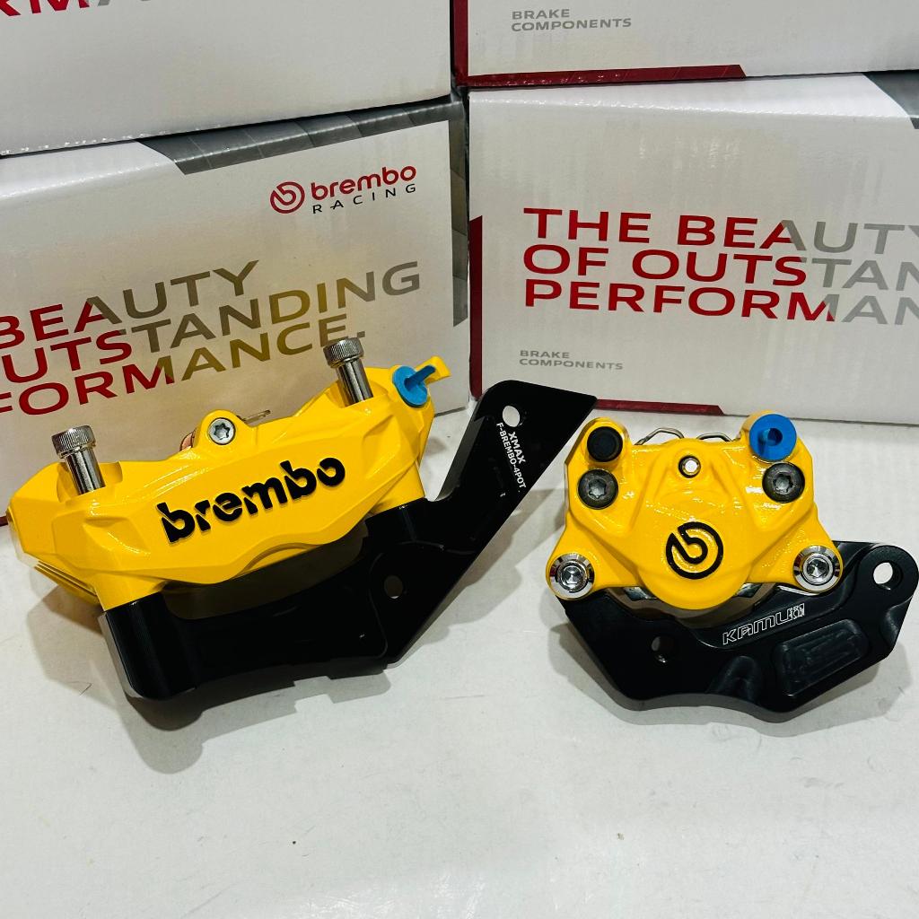 ORIGINAL ITALY BREMBO M3 K5 K50 YELLOW CALIPER 4POT SIAP BRAKE PAD PNP ...