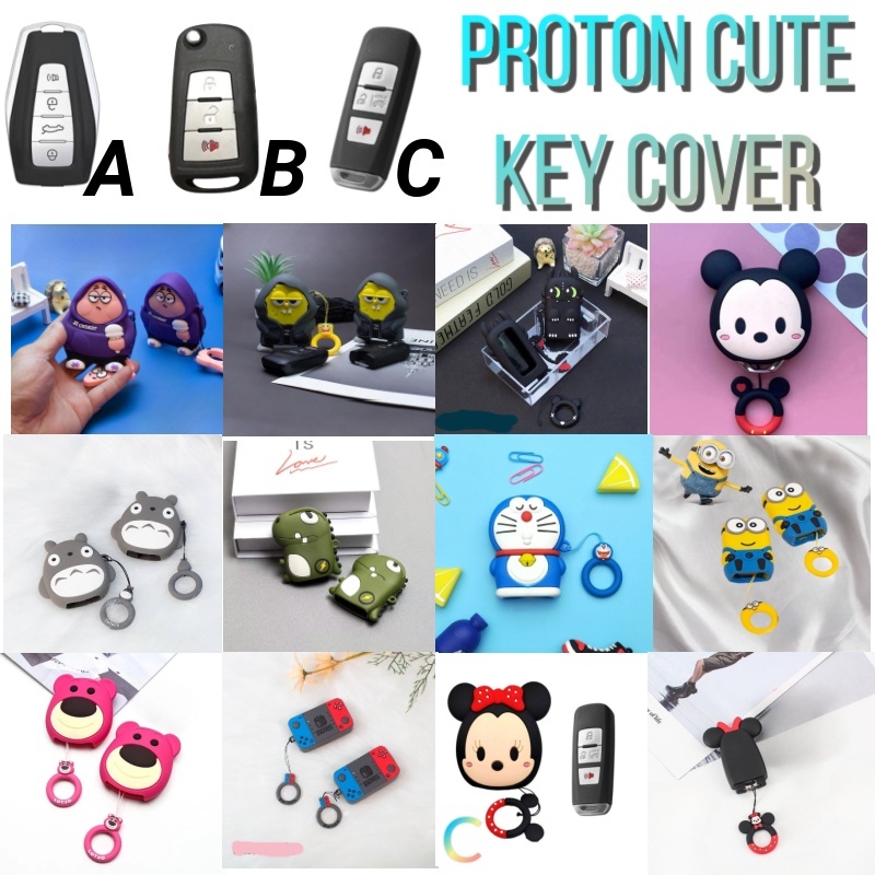 Cute Cartoon Car Key Cover Proton Remote Cover Kunci Sarung Kunci ...