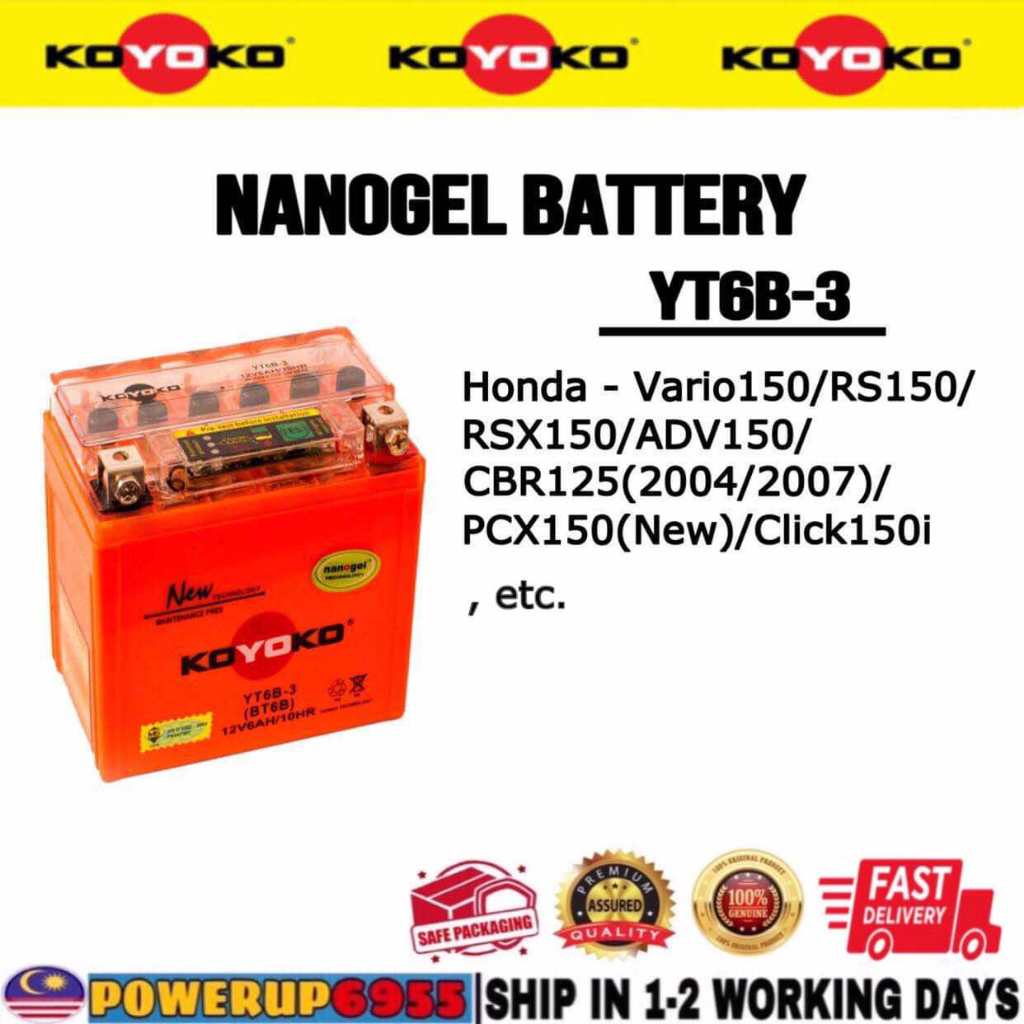 YT6B-3 BT6B YT6B YTZ6V KOYOKO NANOGEL BATTERY BATERI GEL ADV 150 PCX ...