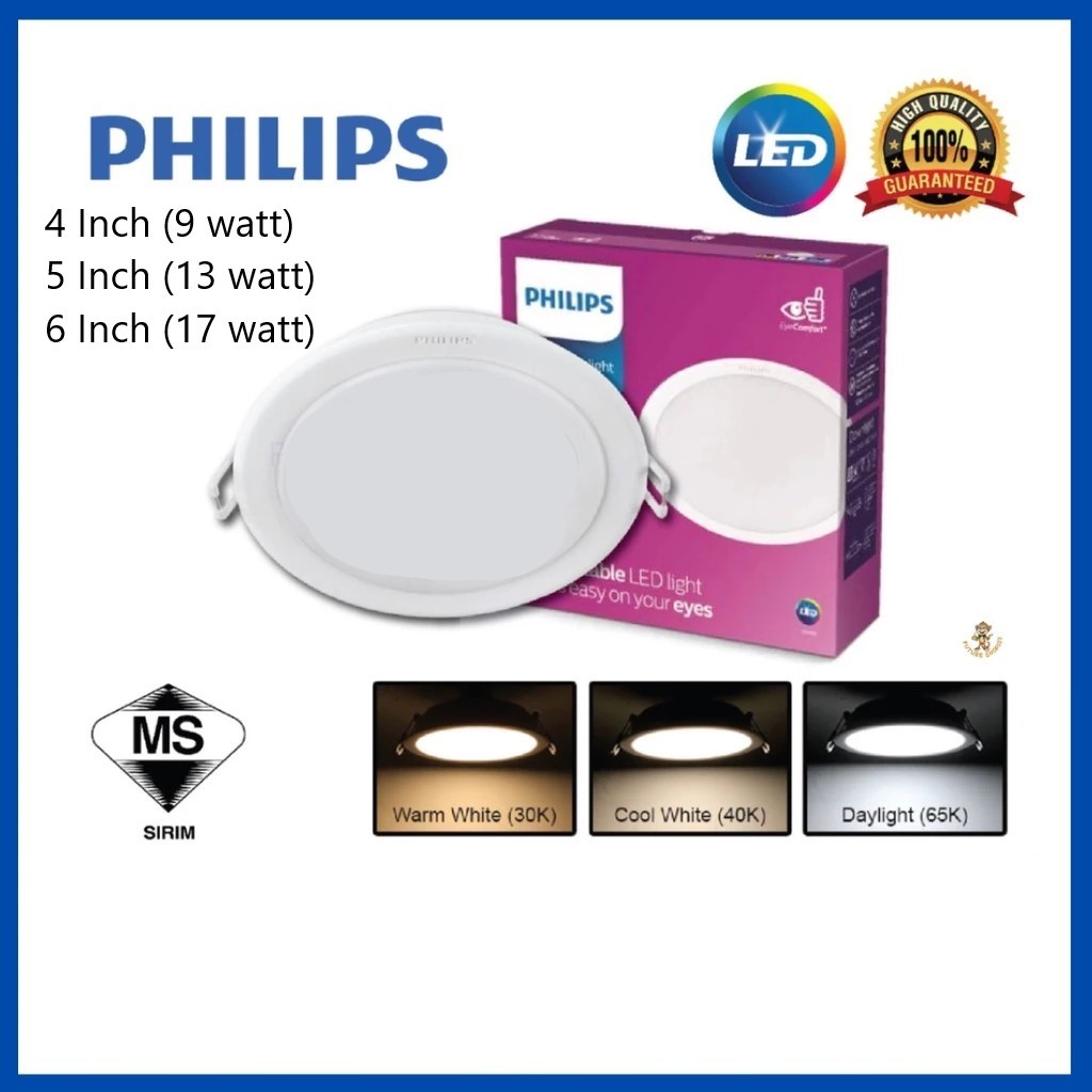 Philips Meson Lampu LED Downlight (5 inch / 13 watt) (6 inch / 17 watt ...