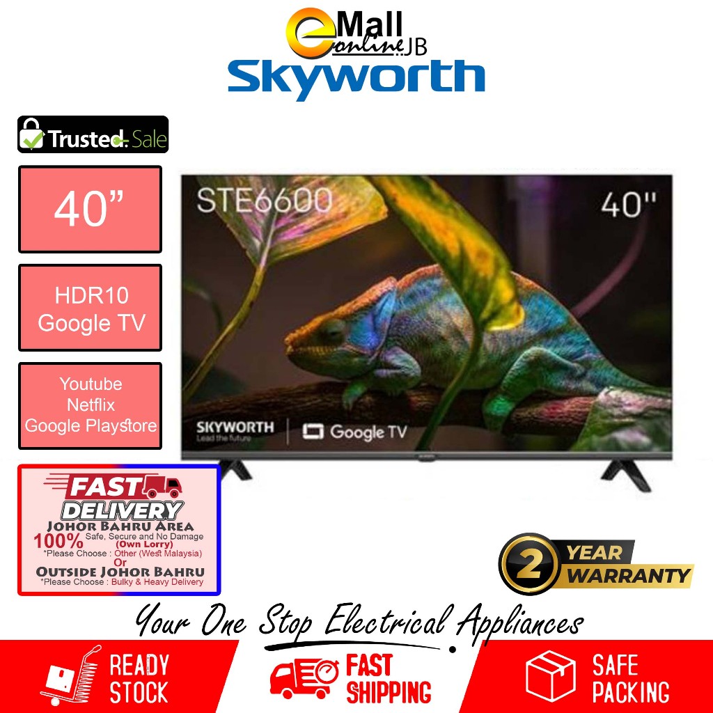 Skyworth 40STE6600 2K HD GOOGLE TV | Smart TV | LED TV | Shopee Malaysia