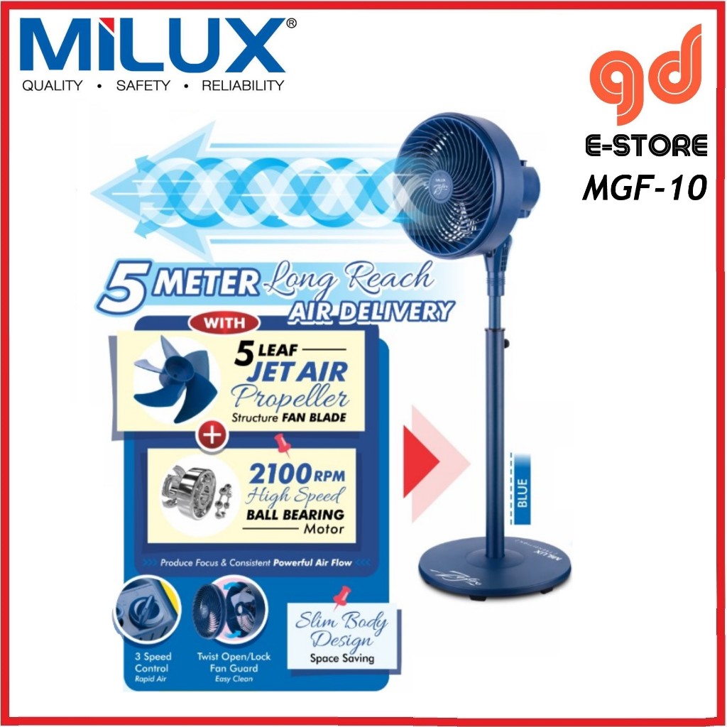 MILUX Gale Fan MGF-10 5 Meter Long Reach High Speed Jet Air 3 Speed ...