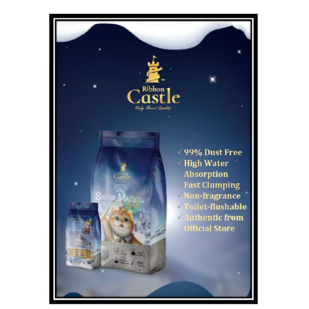 Ribbon Castle Snow Mallow Clumping Cat Litter Pasir Kucing ...