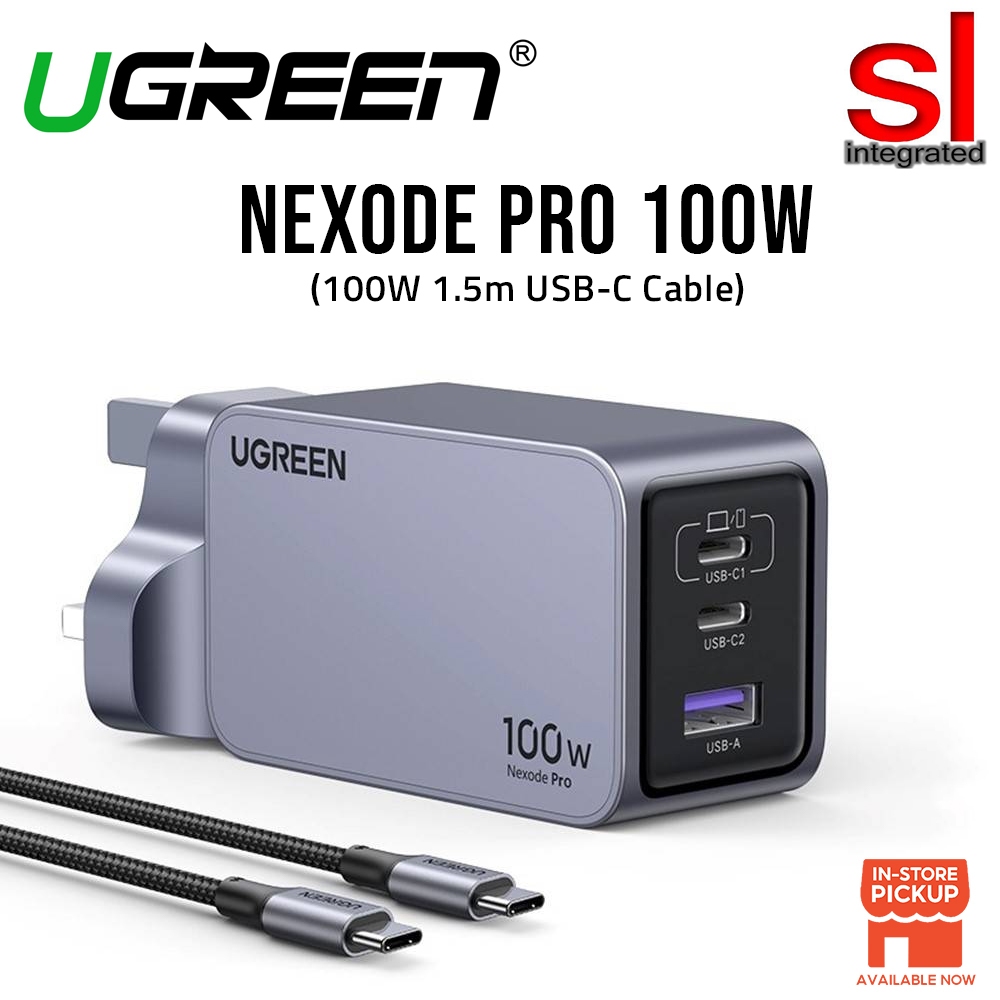 UGREEN NEXODE PRO 100W 2C1A GAN FAST CHARGER + USB-C TO USB-C CABLE 100W 1.5M - UG-X757-25875 ...
