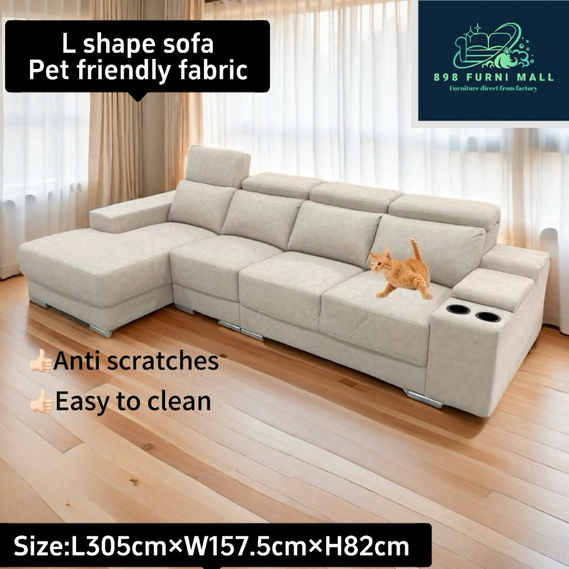 Modern L shape modern sofa pet friendly | Shopee Malaysia